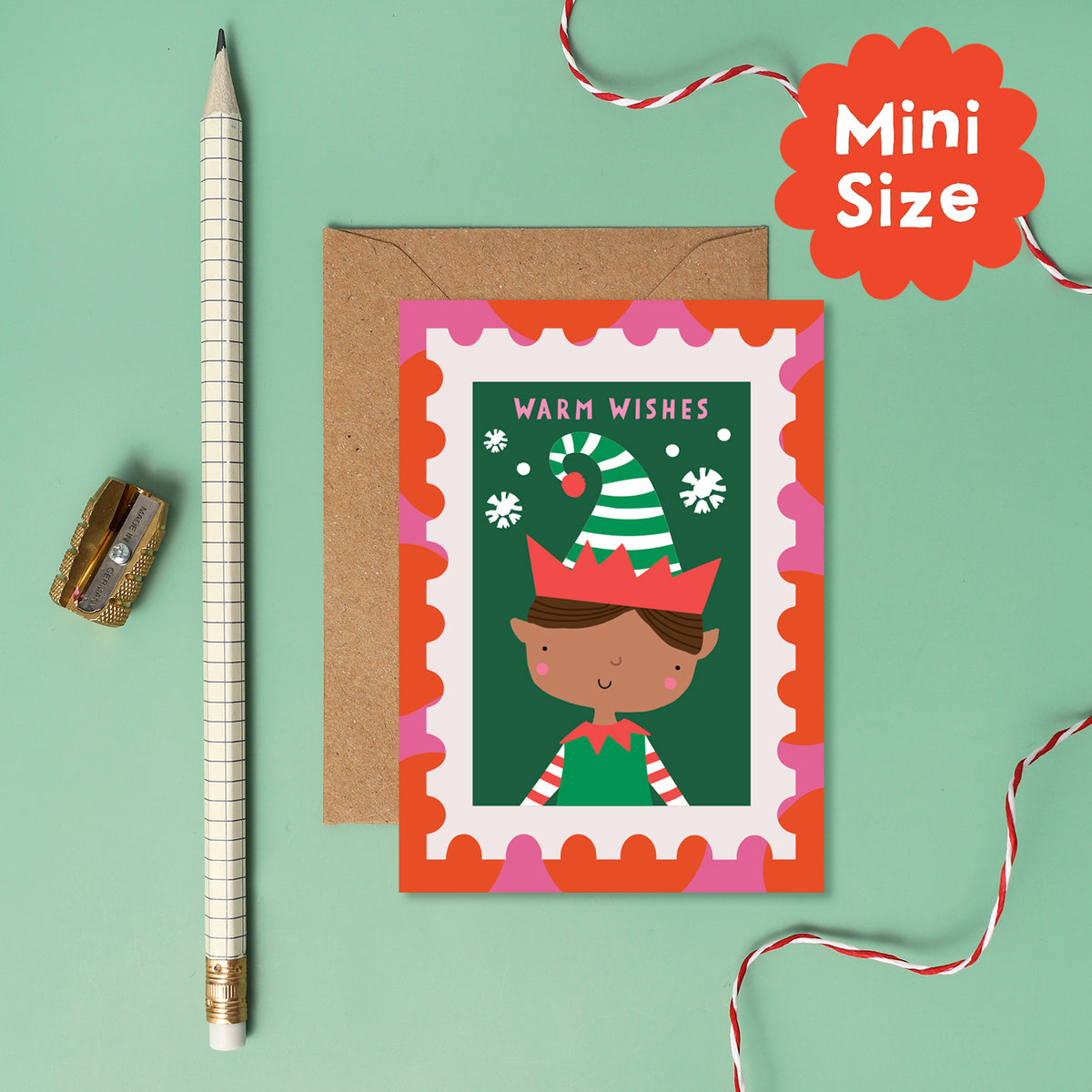 Elf Stamp Mini Christmas Card | Holiday Card | Mifkins